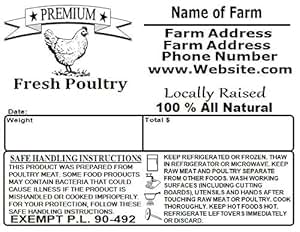 Amazon.com: Custom Poultry Freezer Labels 4" x 3" with Safe Handling ...