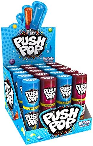 Bazooka Push Pop Candy Blue Razz And Cola Flavour - 15 G, 20 Pieces ...