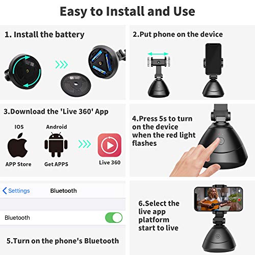 Face Tracking, 360° Rotation Auto Face Tracking Phone Holder, Smart ...