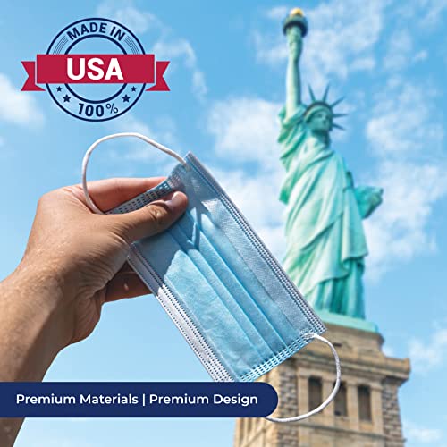 Liberty Masks [50-Pack] Made in USA | 3 Ply Disposable Blue Face Masks ...