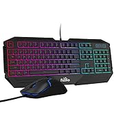 Amazon.com: Fiodio Rainbow Wired Gaming Computer Keyboard and Mouse ...
