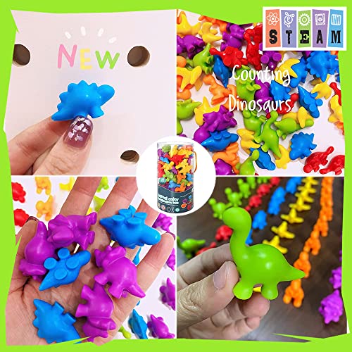 UNIQUE KIDS Counting Dinosaurs Matching Game with Sorting Cups, Color ...