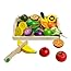 Wondertoys Wooden fruit Vegetables Cutting Set Wood Food Pretend Kitchen Playset Learning Toy ...