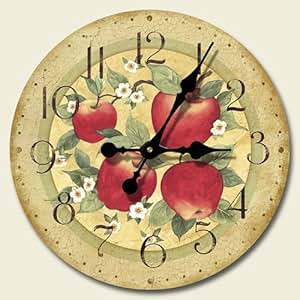 Amazon.com: Wooden Wall Clock - Red Apples - Made in USA: Kitchen & Dining