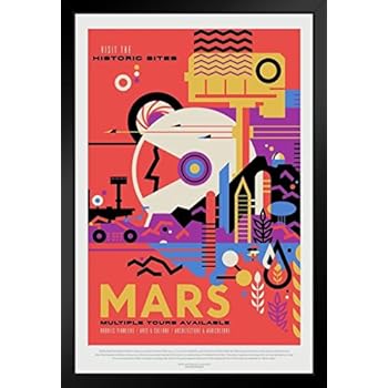 Amazon.com: Mars Visit The Historic Sites NASA Space Travel Black Wood ...