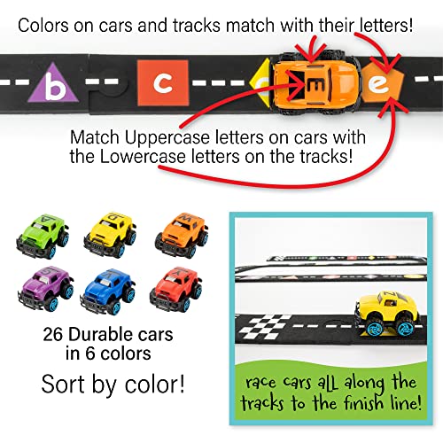 Skoolzy AlphaTracks Alphabet Race Car Track 41-Piece Set with Flexible ...