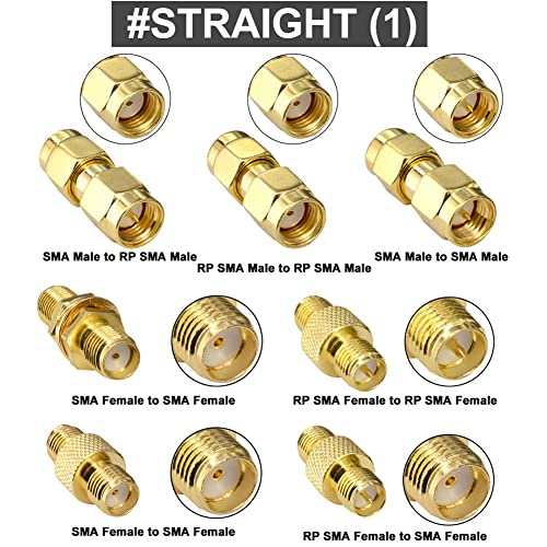 YOTENKO SMA Connectors 18pcs SMA Adapter Kit SMA RP-SMA Male Female ...