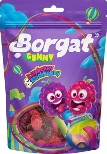 Borgat Raspberry and Blackberry Jelly Gummy Candy Pouch, 80g - Pack of ...