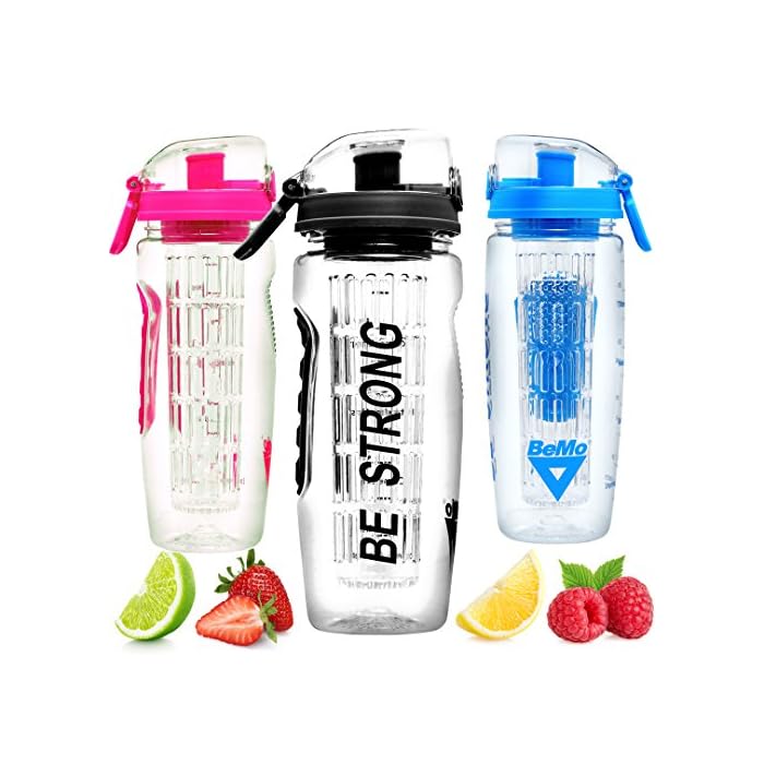 Buy BeMo® Motivational Infuser Water Bottle, Large 1 litre, Extra Long ...