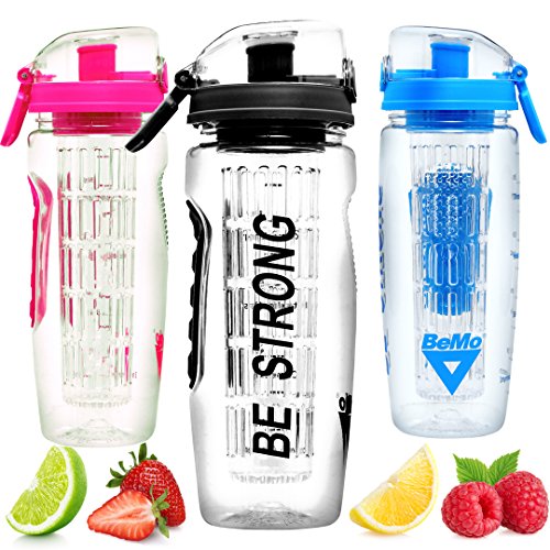Buy BeMo® Motivational Infuser Water Bottle, Large 1 litre, Extra Long ...