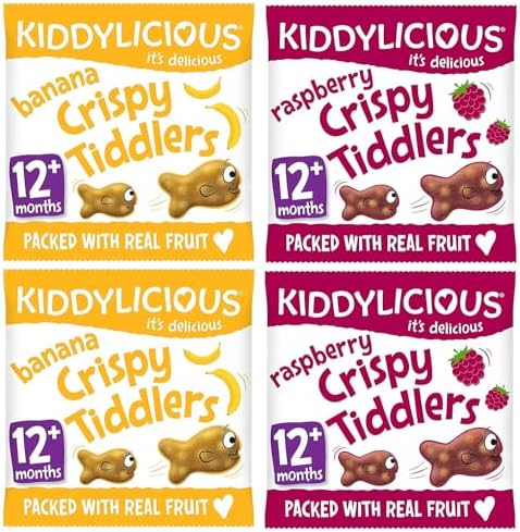 Kiddylicious Tiddlers Variety Pack ( 2 x Raspberry & 2 x Banana ...