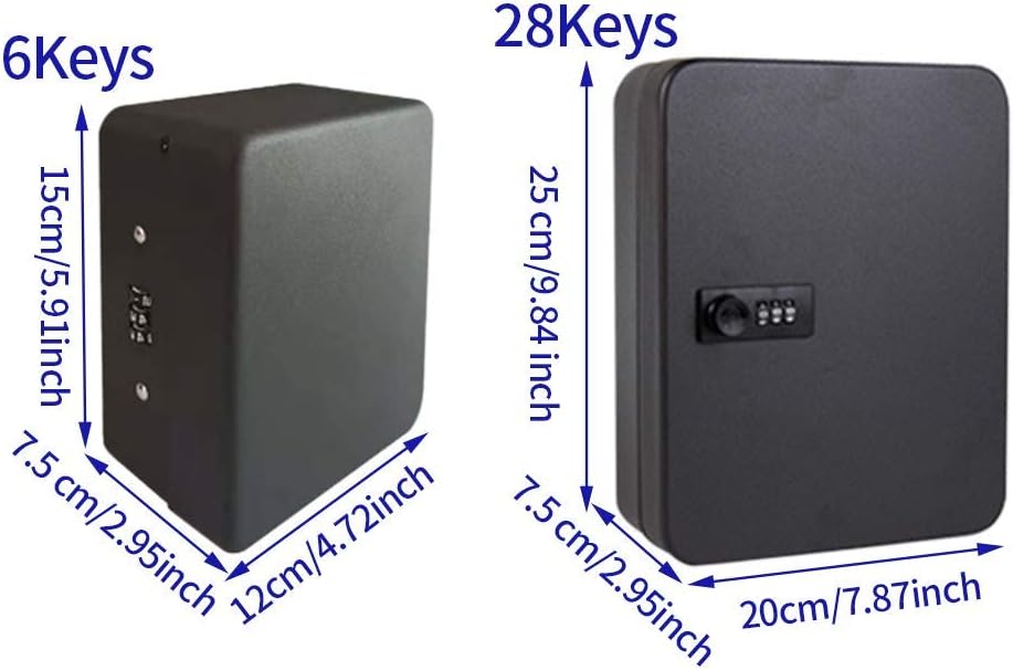 POHOVE Key Cabinet Security Box Wall Mounted Portable Durable Home ...