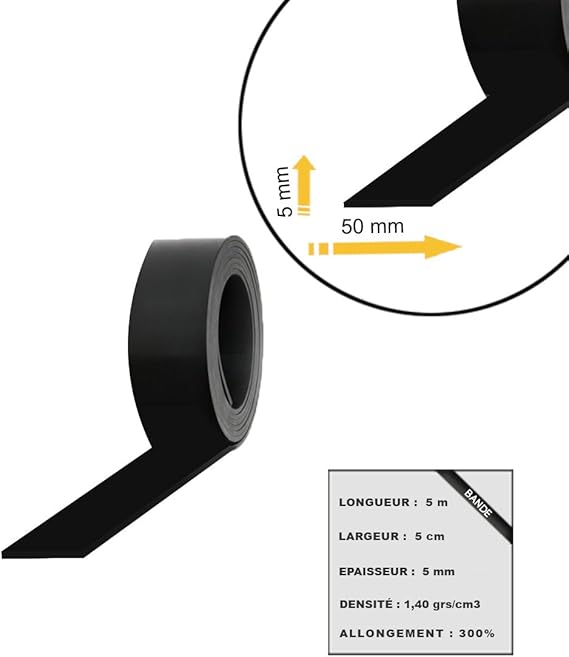 Bande caoutchouc epdm 50x5mm longueur 5m: Amazon.fr: Bricolage
