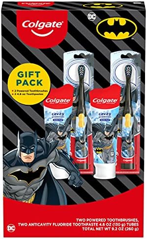 Colgate Kids Toothbrush Set with Toothpaste, Batman Gift Set, 2 Battery ...