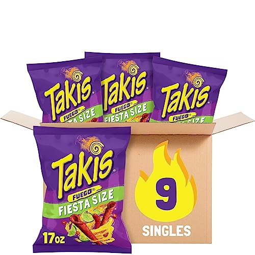 Takis Fuego Rolled Spicy Tortilla Chips, Hot Chili Pepper Lime Flavored ...