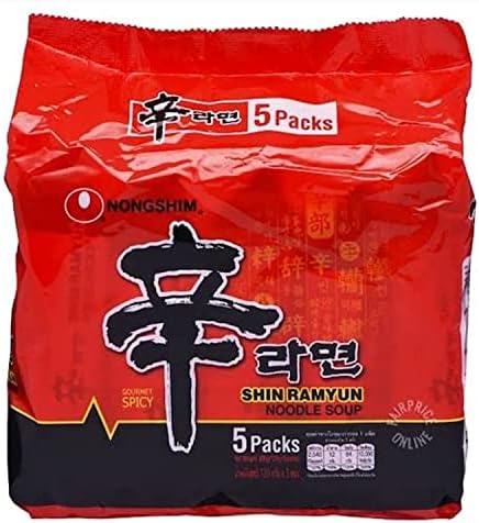 Nongshim Korean Noodles Shin Ramyun Soup Pack of 5 x 120g - Korean Food ...