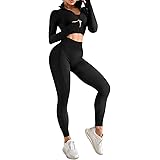 Amazon.com: JOYMODE Workout Sets for Women 2 Piece High Waist Seamless Leggings and Crop Top ...