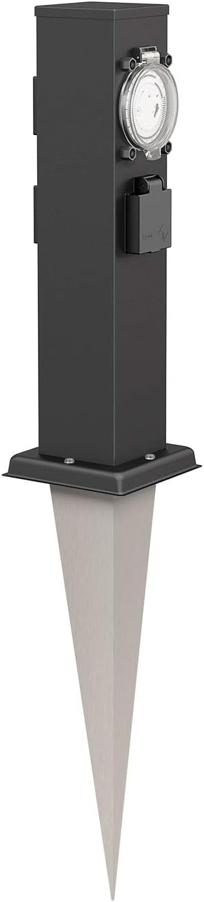 ledscom.de Garden Power Socket Column Polly Black for Outdoor Angular ...