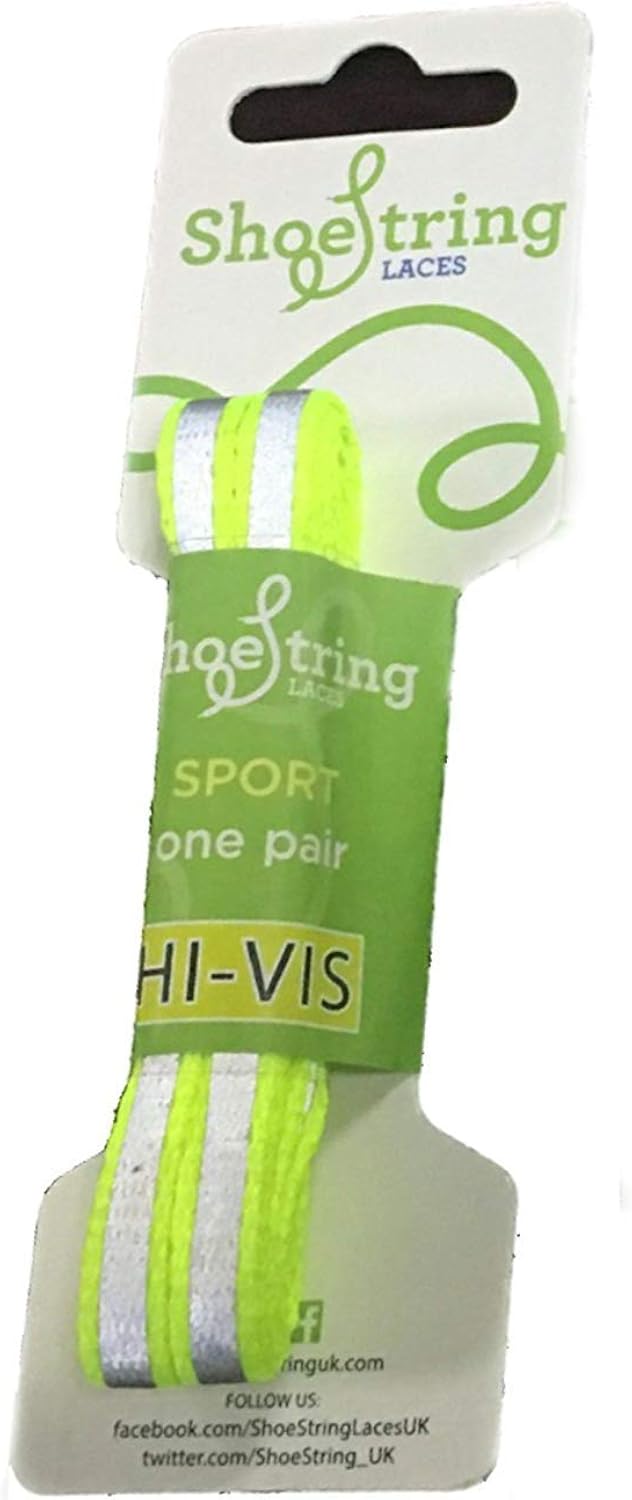 Hi-Vis Flat yellow reflective shoe laces trainers running shoes work ...
