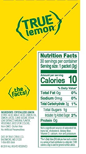 TRUE LEMON Raspberry Lemonade Drink Mix (30 Packets) Made from Real ...