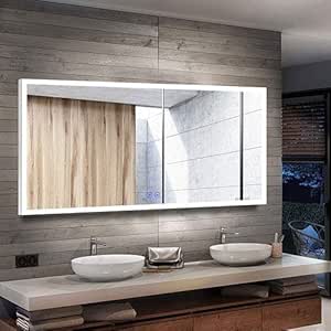 Amazon.com: BHBL 70 x 32 Inch Led Mirror for Bathroom,Wall Mounted ...