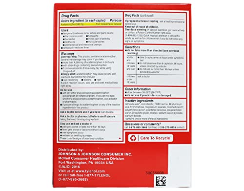 Tylenol Extra Strength Acetaminophen Individually Wrapped Medication ...