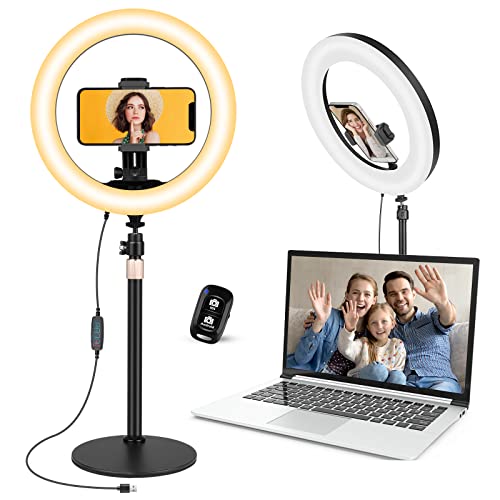 Aureday 10'' Desktop Ring Light with Stand and Phone Holder, Video ...
