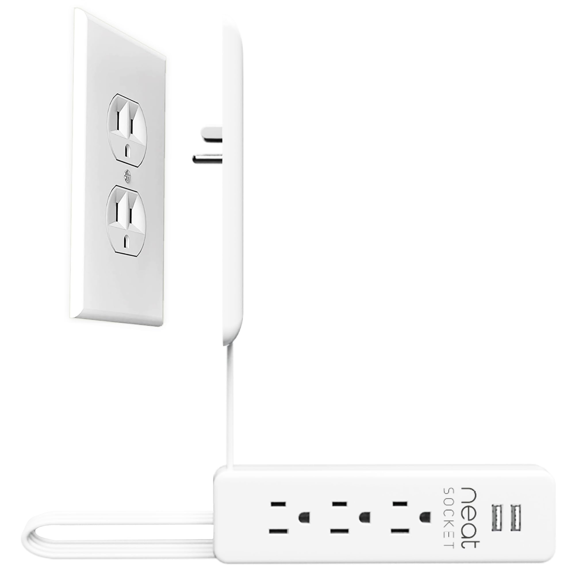 Mua 3ft Flat Extension Cord with USB Ports – Ultra Thin Flat Plug ...