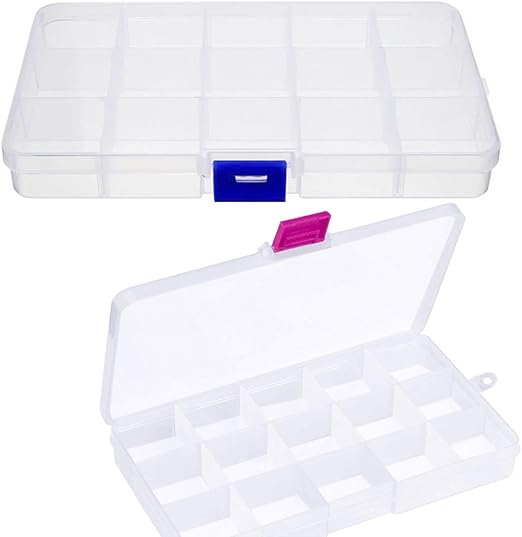 Organiser Box 2Pcs Small Craft Storage Boxes with Compartments Clear ...