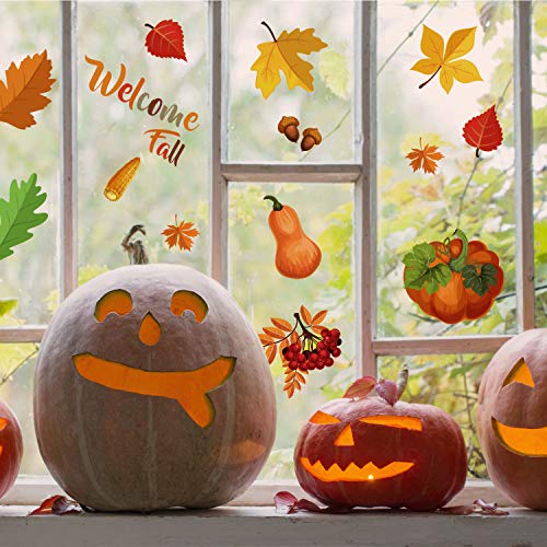 210 Pieces Fall Leaves Window Cling Stickers Thanksgiving Autumn Leaves ...