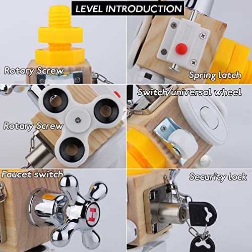 LFDecor 7-in-1 Montessori Lock Box Toy, Fidget Busy Cube for Children ...