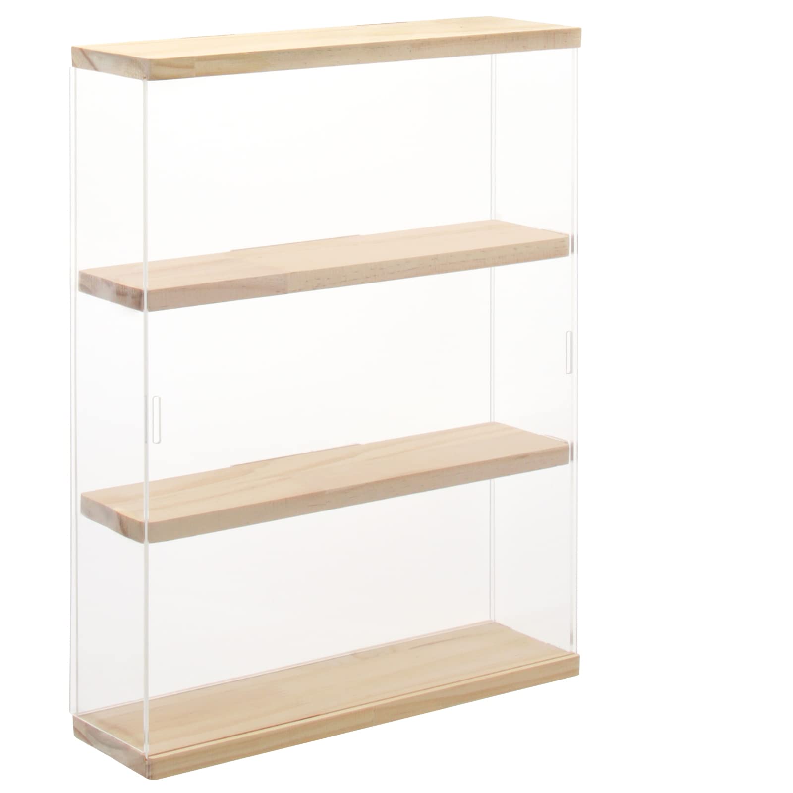 NONEMEY Clear Acrylic Display Case Stand with Wood Base 2 Tier?3 Tier ...
