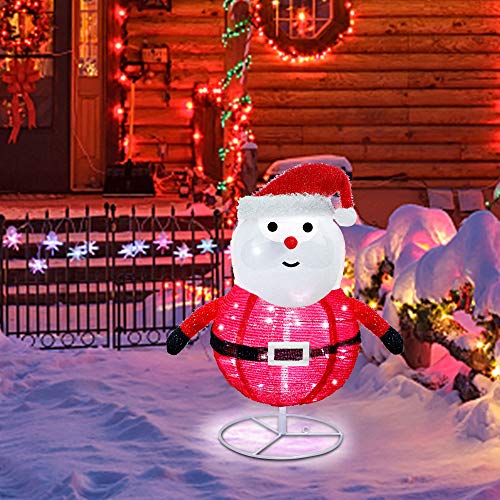 ATDAWN 1.8ft Pre-Lit Light Up Santa Claus, Christmas Collapsible Santa ...