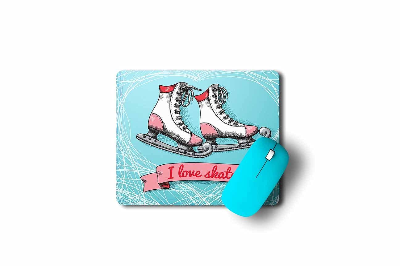 Skating Shoe Mouse Pad |I Love Skate|Rubber Base Matte Finish Designer ...