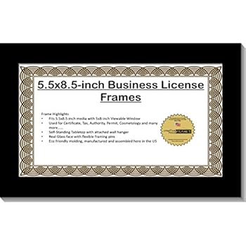 Amazon.com - 8.5 x 5.5 Inch Professional Business License Frame - Black ...