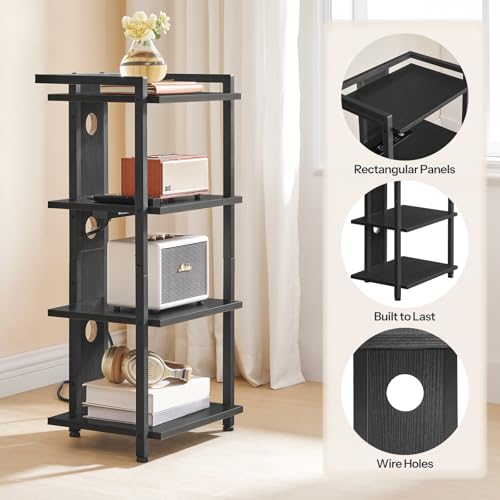 HOOBRO 4-Tier AV Media Stand, Media Console With Charging Station And ...