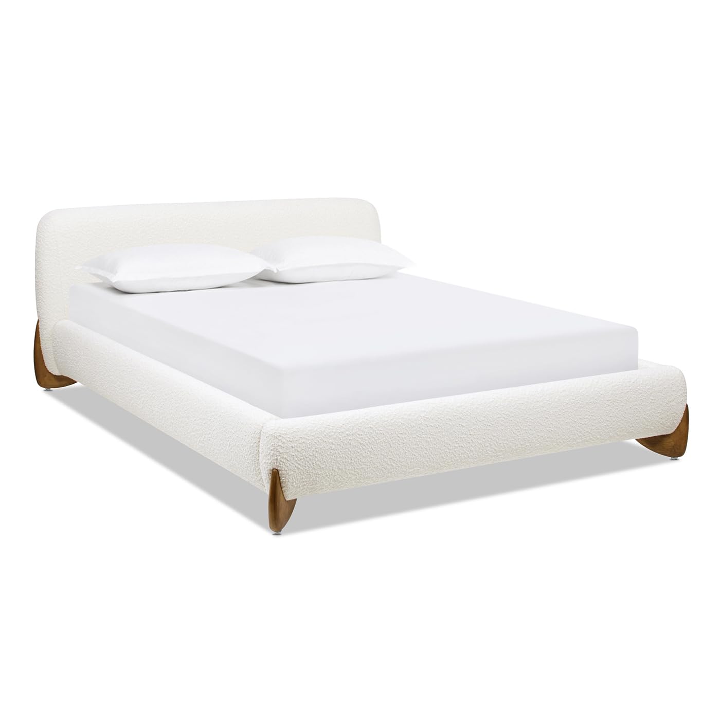 Home Alpine Puffy Modern Platform Bed, full size White Boucle for sale ...