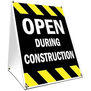 Amazon.com : YES WE ARE OPEN DURING CONSTRUCTION BANNER 2' X 4' VINYL ...