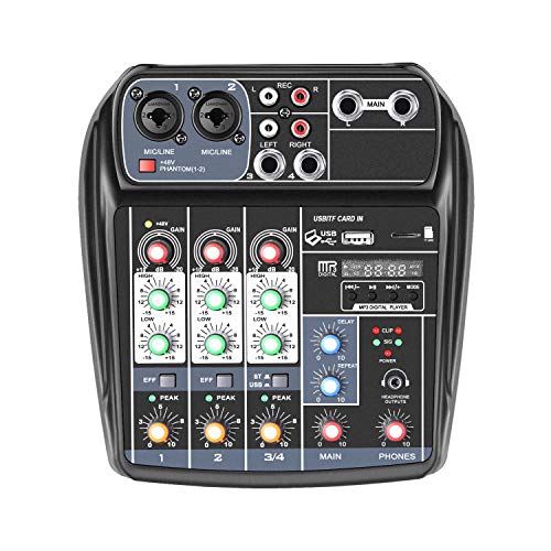 Neewer Pro Audio Stereo 4 Channel Mixer Compact Mini Mixing Console for ...