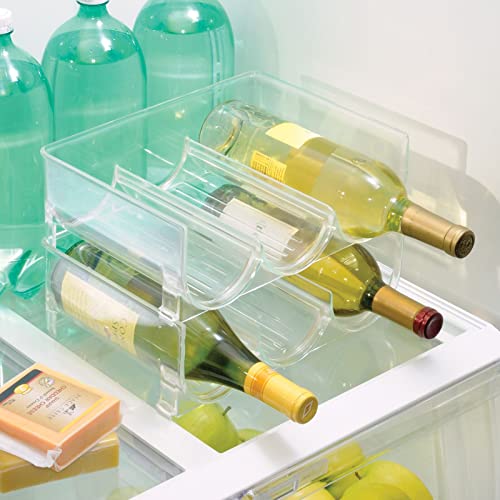 mDesign Stackable Plastic 3 Bottle Refrigerator Wine Rack - Kitchen ...