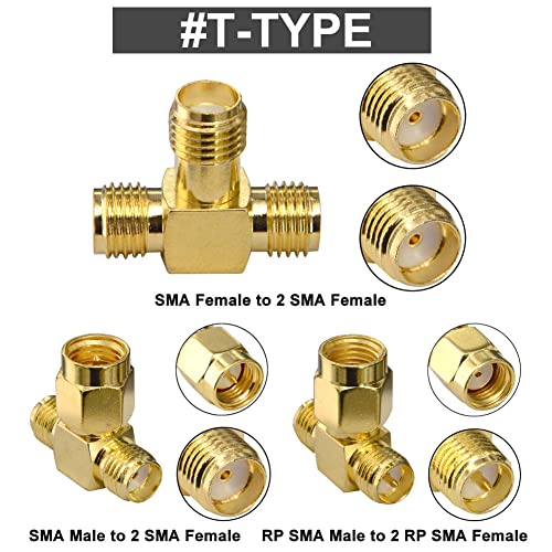 YOTENKO SMA Connectors 18pcs SMA Adapter Kit SMA RP-SMA Male Female ...