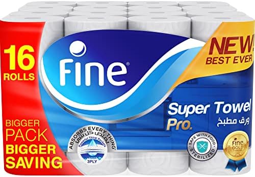 Fine, Super Towel Pro Kitchen Paper Towel 3 ply, 16 Rolls price in UAE ...