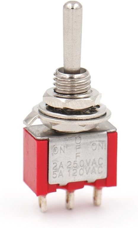 Heschen Mini Momentary Toggle Switch MTS-123, (ON)-OFF-(ON) SPDT, 3 Pin ...