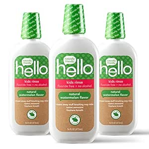 Amazon.com: Hello Natural Watermelon Flavor Kids Fluoride Free Rinse ...