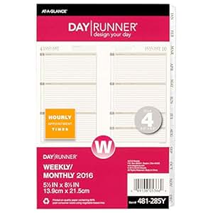 Amazon.com : Day Runner Weekly Planner Refill 2016, 5.5 x 8.5 Inches ...