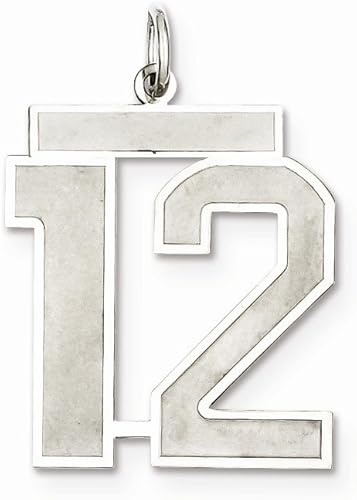 Amazon.com: Sterling Silver Rhodium-plated Large Satin Number 12 Charm ...