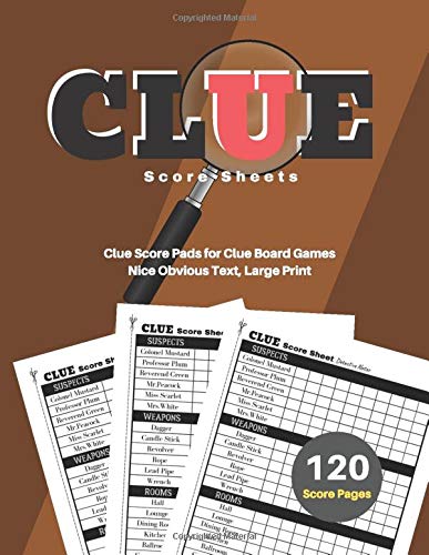 Clue Score Sheets: V.10 Clue Score Pads for Clue Board Games Nice ...