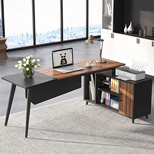 Tribesigns L-Shaped Computer Desk with File Cabinet, 78.74 Inch Large ...