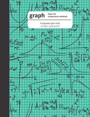 Graph Paper A4 Composition Notebook 4 Squares per Inch Quad Ruled - 110 ...