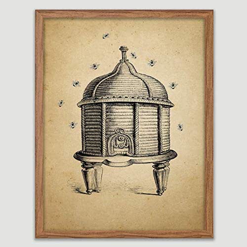 Amazon.com: Antique Beehive Poster Bee Hive Art Print Bee Honey Art ...